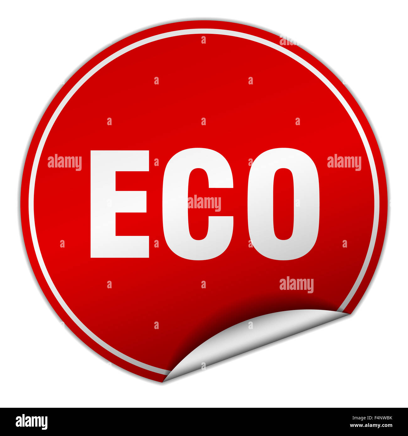 eco round red sticker isolated on white Stock Photo - Alamy
