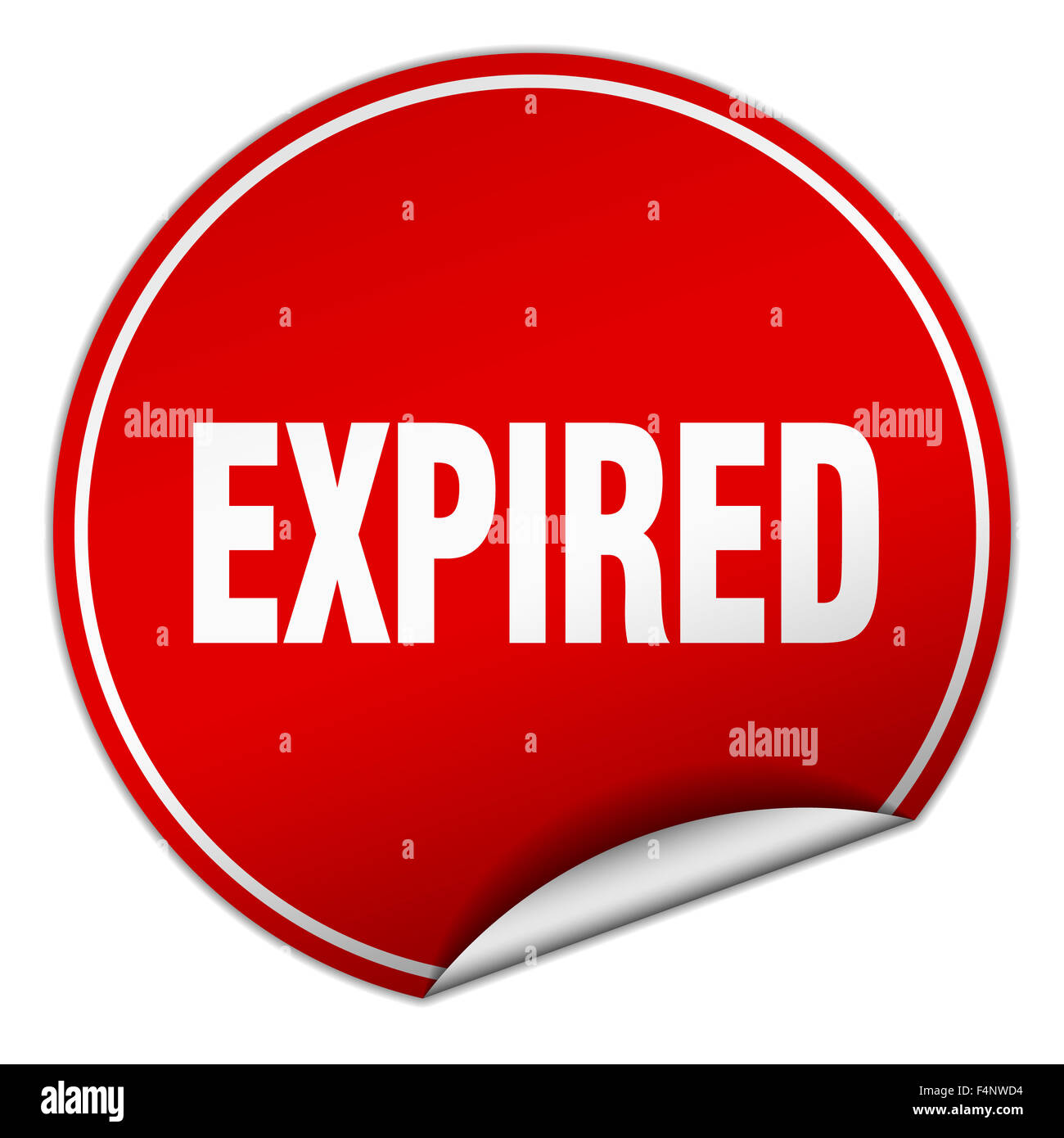 expired round red sticker isolated on white Stock Photo - Alamy