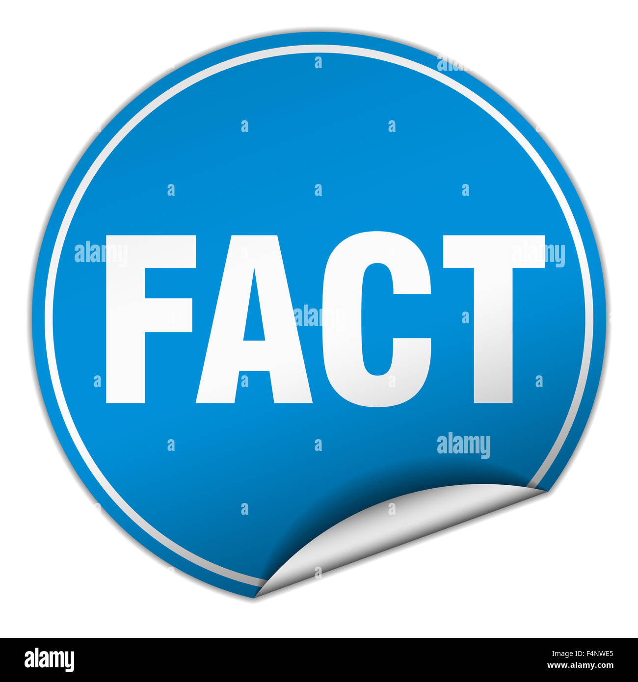 fact round blue sticker isolated on white Stock Photo - Alamy