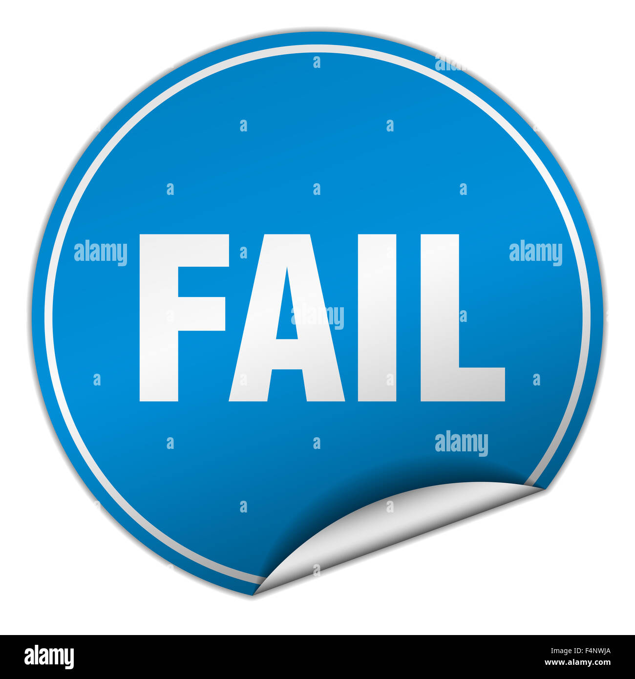 fail round blue sticker isolated on white Stock Photo - Alamy