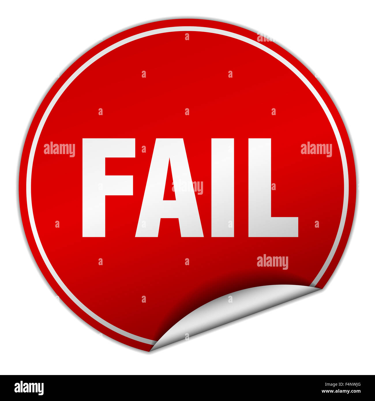 fail round red sticker isolated on white Stock Photo - Alamy