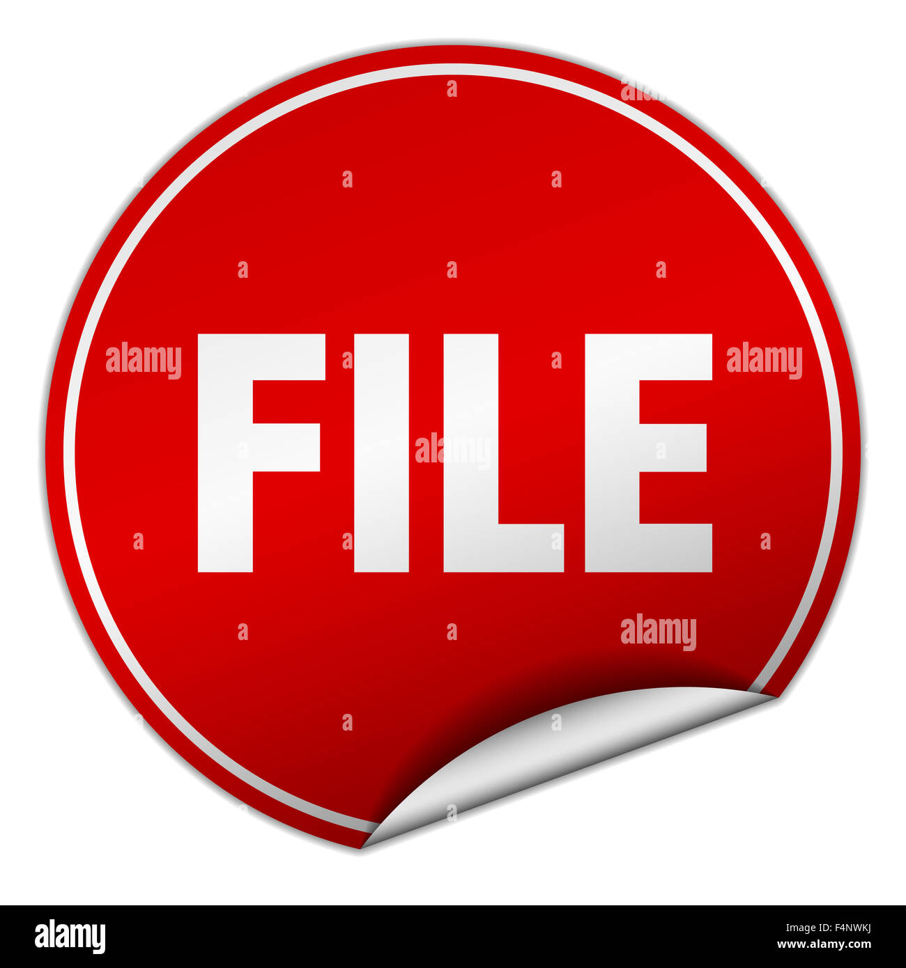 file round red sticker isolated on white Stock Photo - Alamy