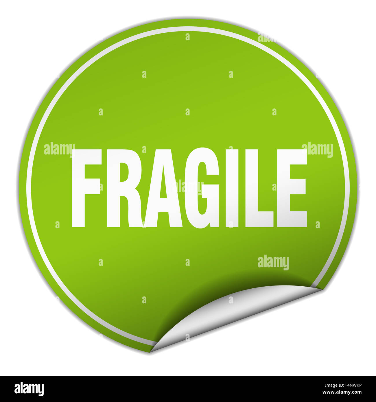 fragile round green sticker isolated on white Stock Photo - Alamy