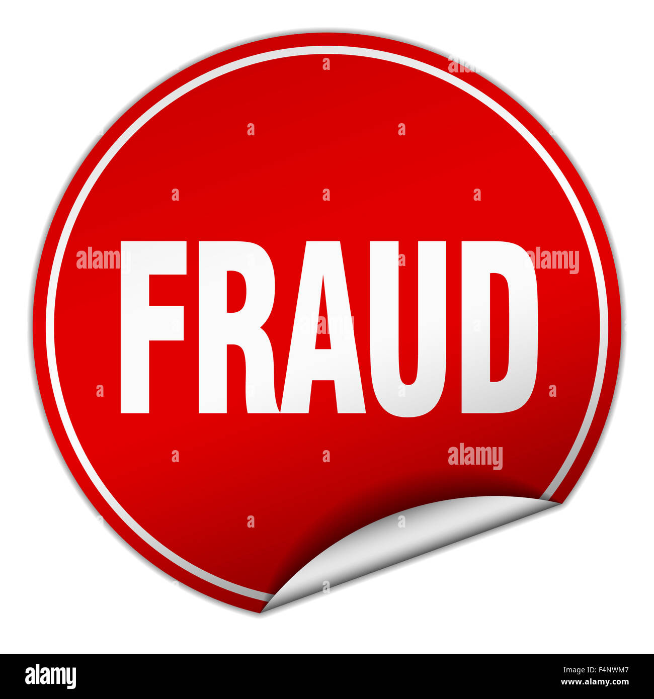 fraud round red sticker isolated on white Stock Photo - Alamy