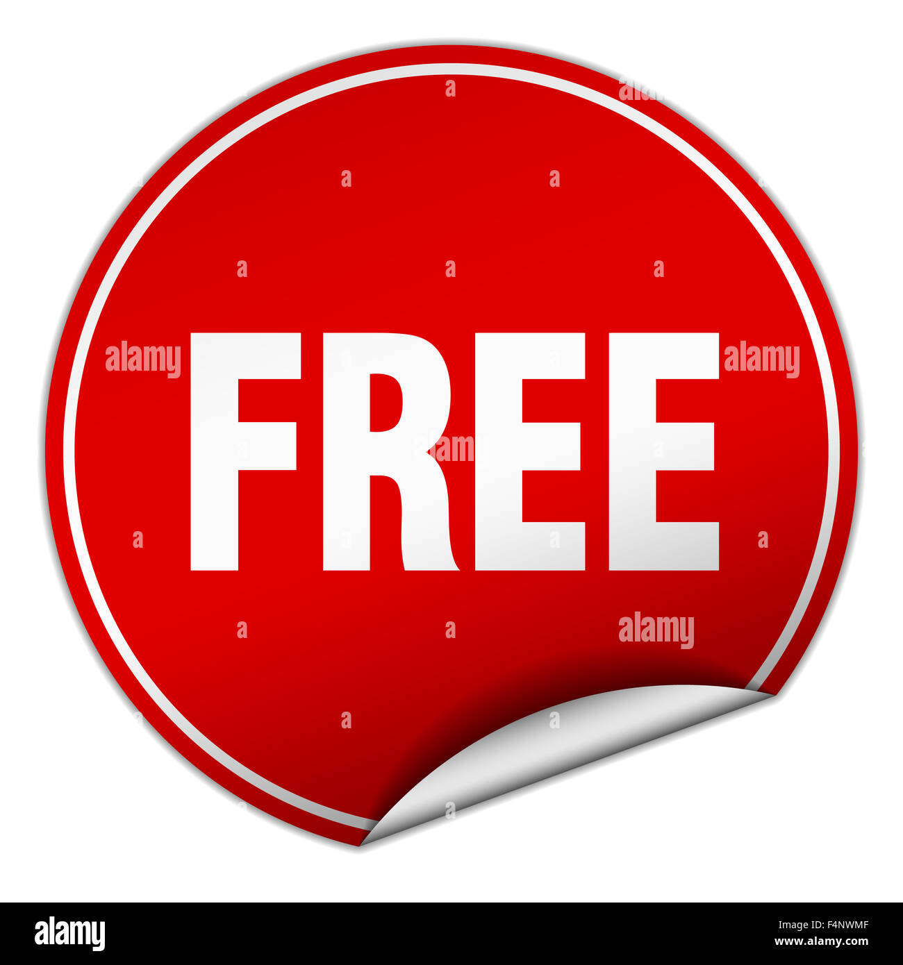 free round red sticker isolated on white Stock Photo - Alamy