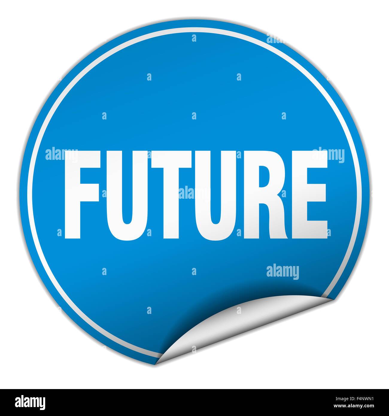 future round blue sticker isolated on white Stock Photo - Alamy