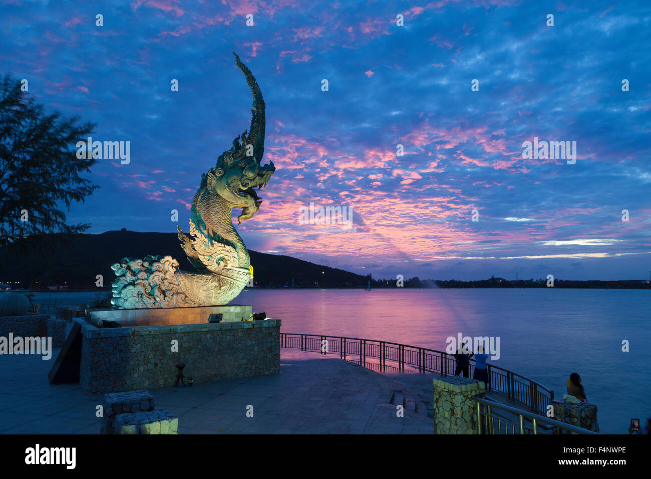Dragon fountain at night, Songkhla, Thailand Stock Photo - Alamy