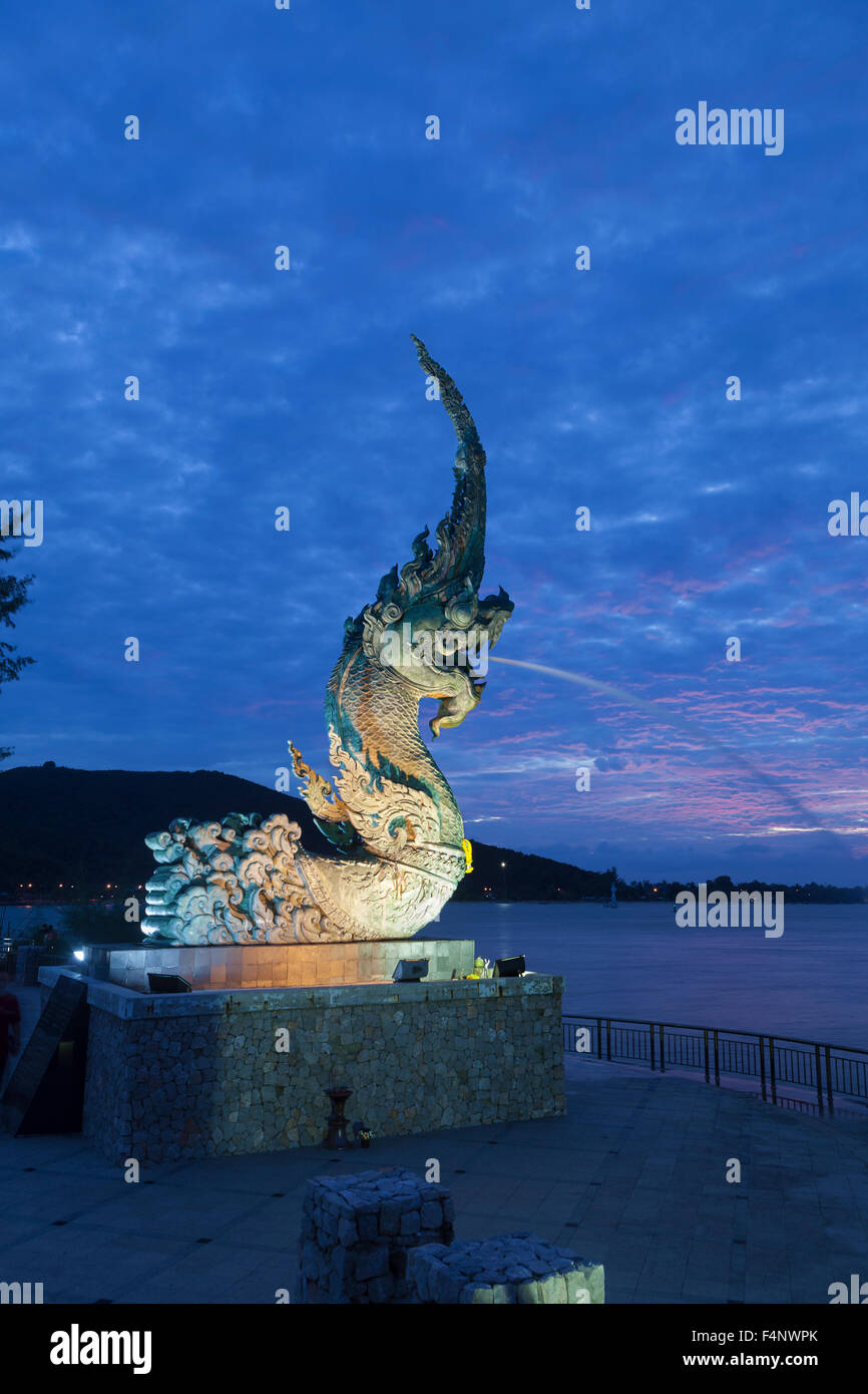 Dragon fountain at night, Songkhla, Thailand Stock Photo - Alamy