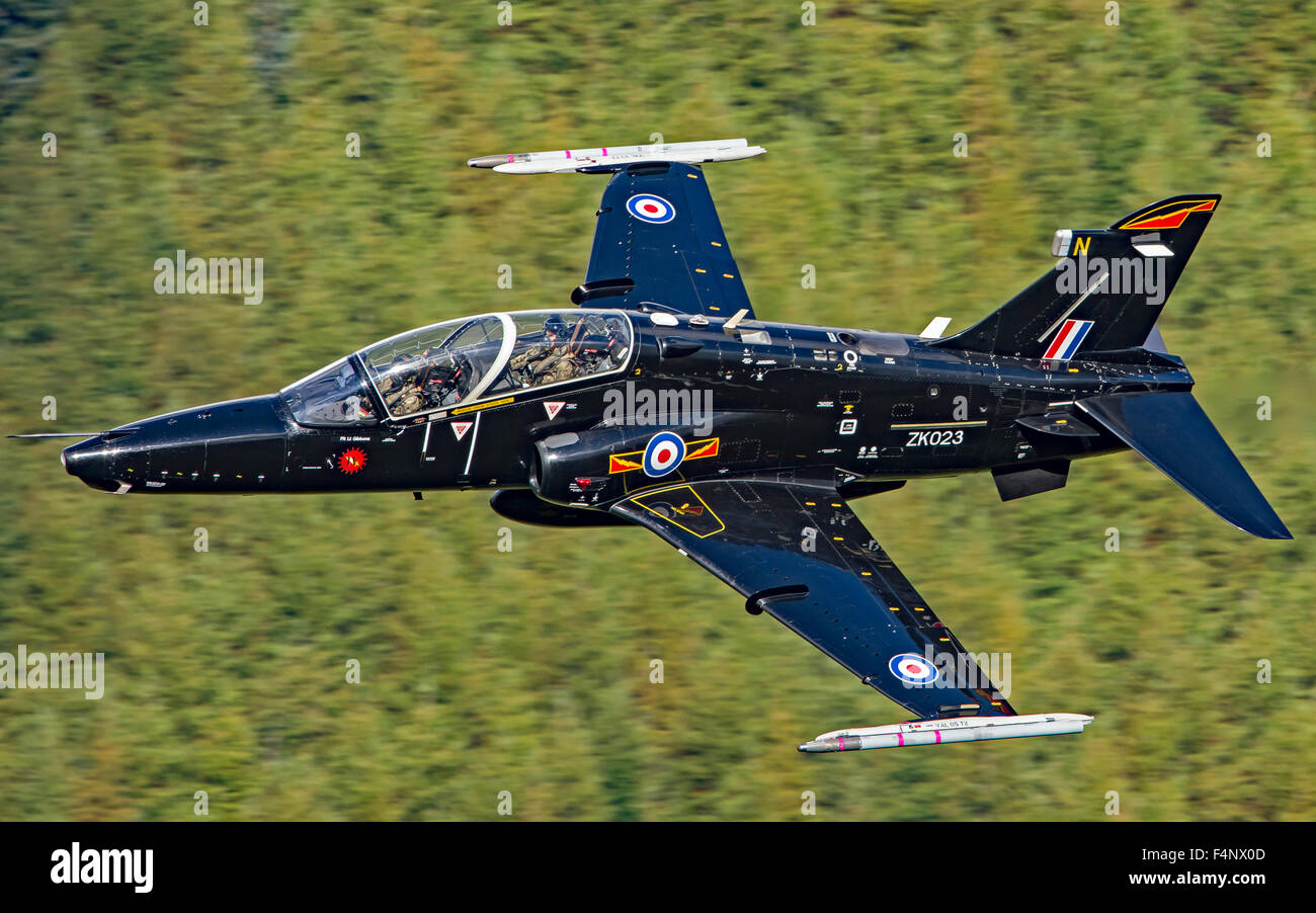 RAF Hawk T2 low level flying training in Wales Stock Photo - Alamy
