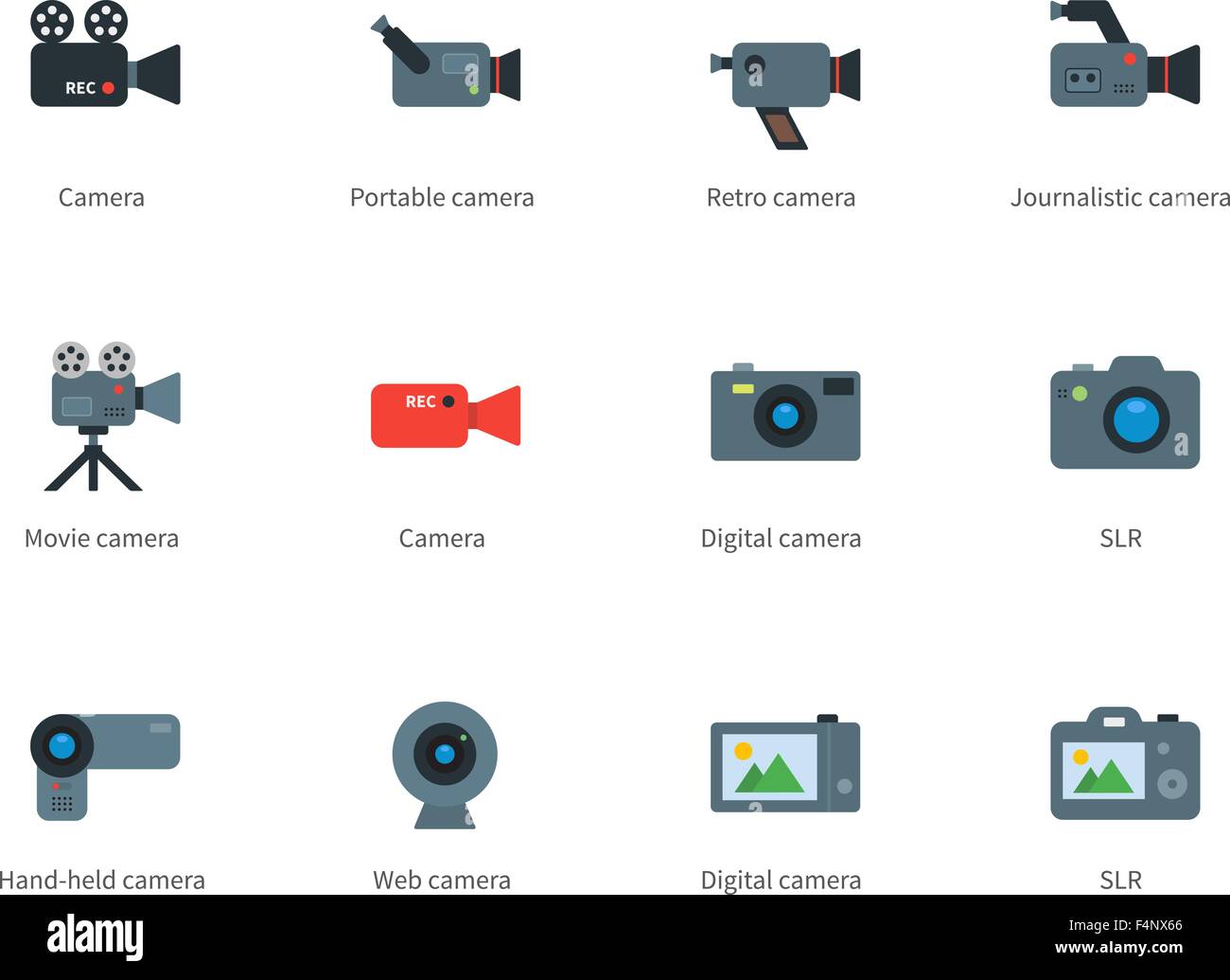 Camera color icons on white background Stock Vector Image & Art - Alamy