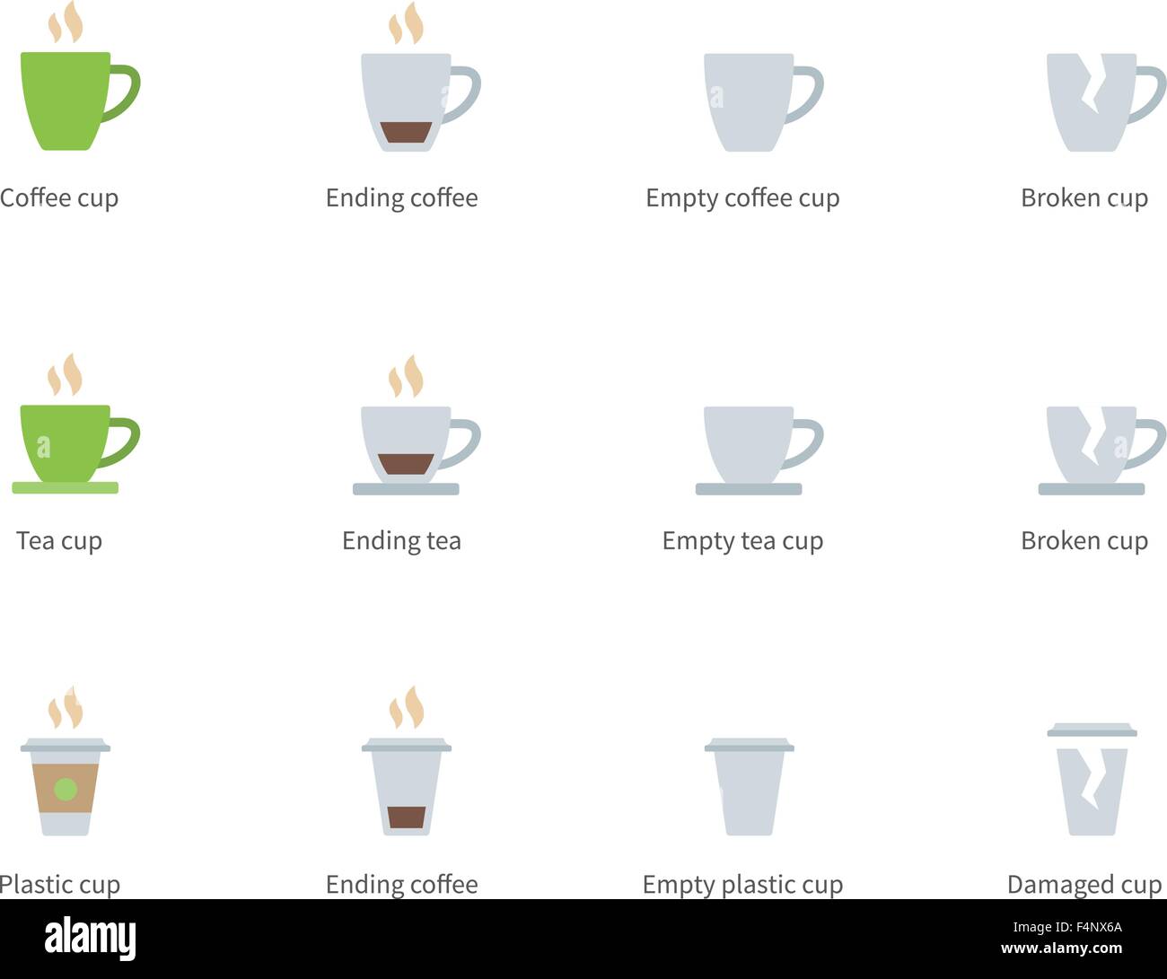 Coffee cup color icons on white background Stock Vector Image & Art - Alamy