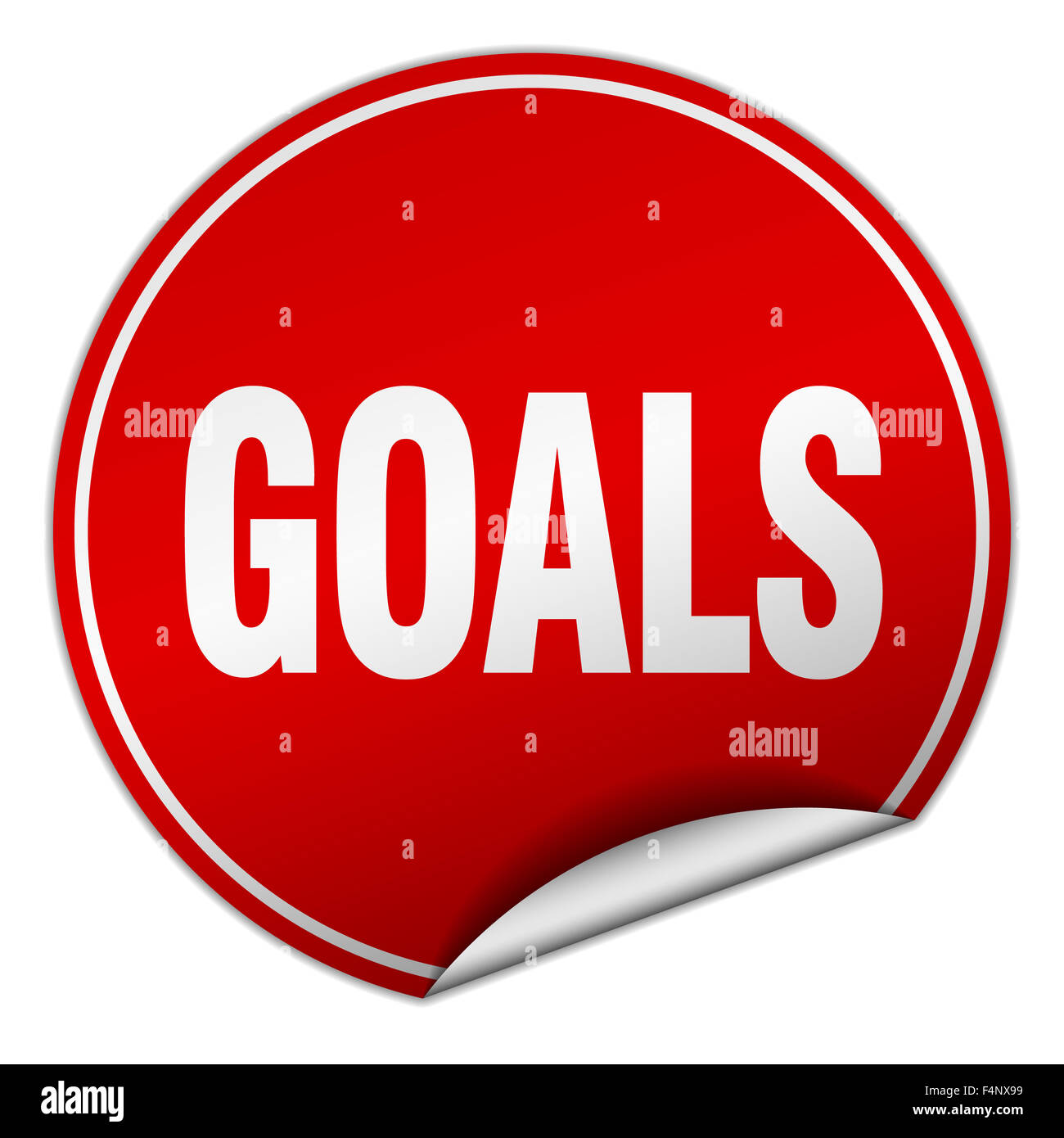 goals round red sticker isolated on white Stock Photo - Alamy