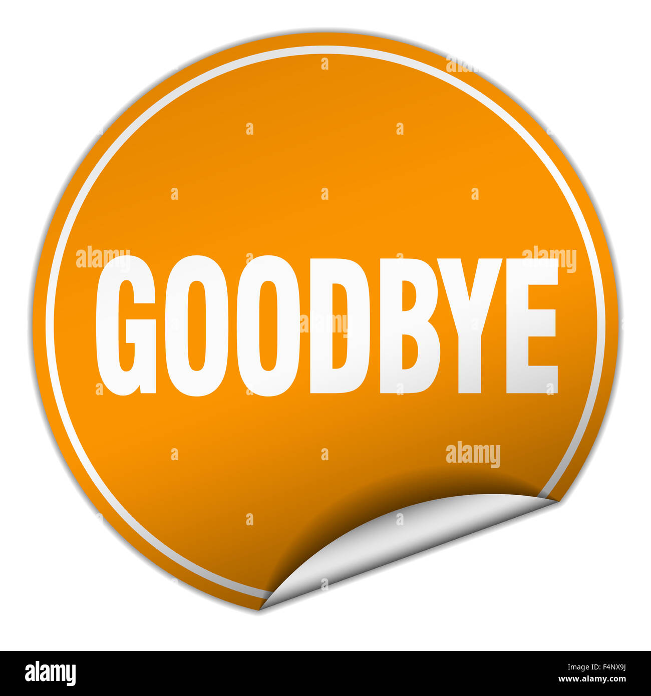 goodbye round orange sticker isolated on white Stock Photo - Alamy