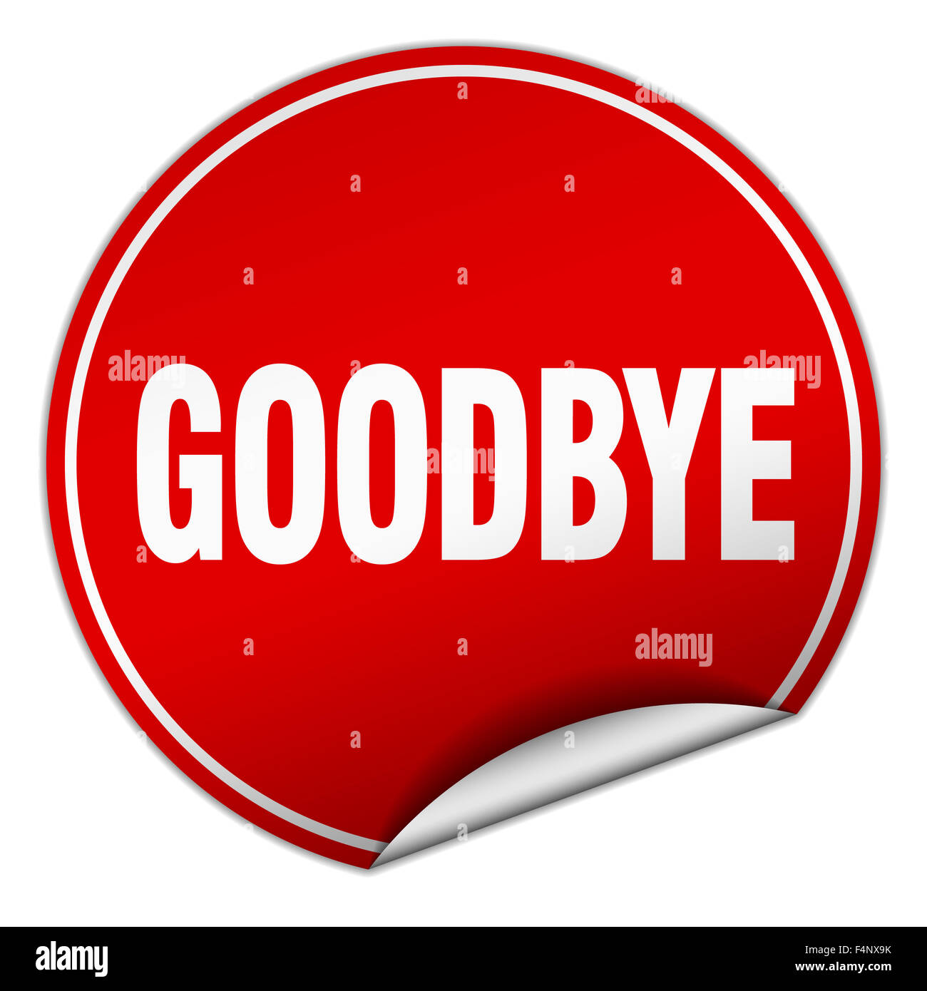 goodbye round red sticker isolated on white Stock Photo - Alamy