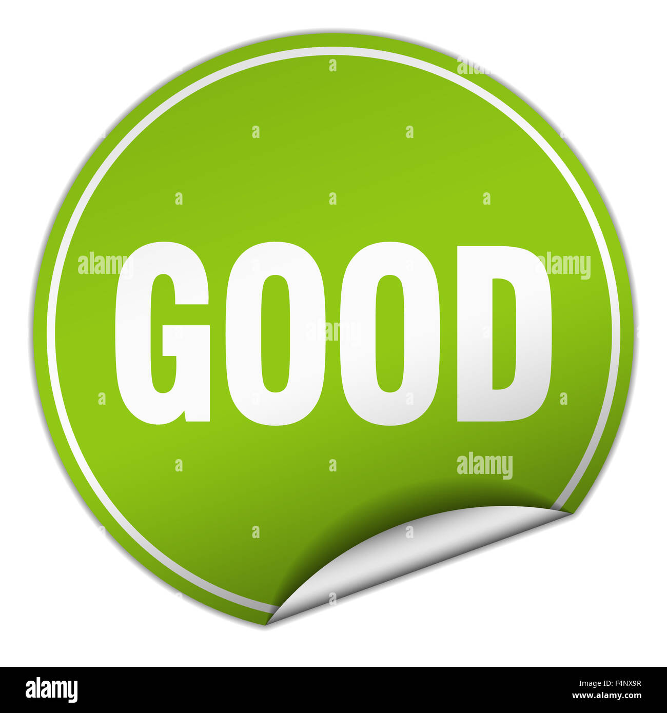 good round green sticker isolated on white Stock Photo - Alamy