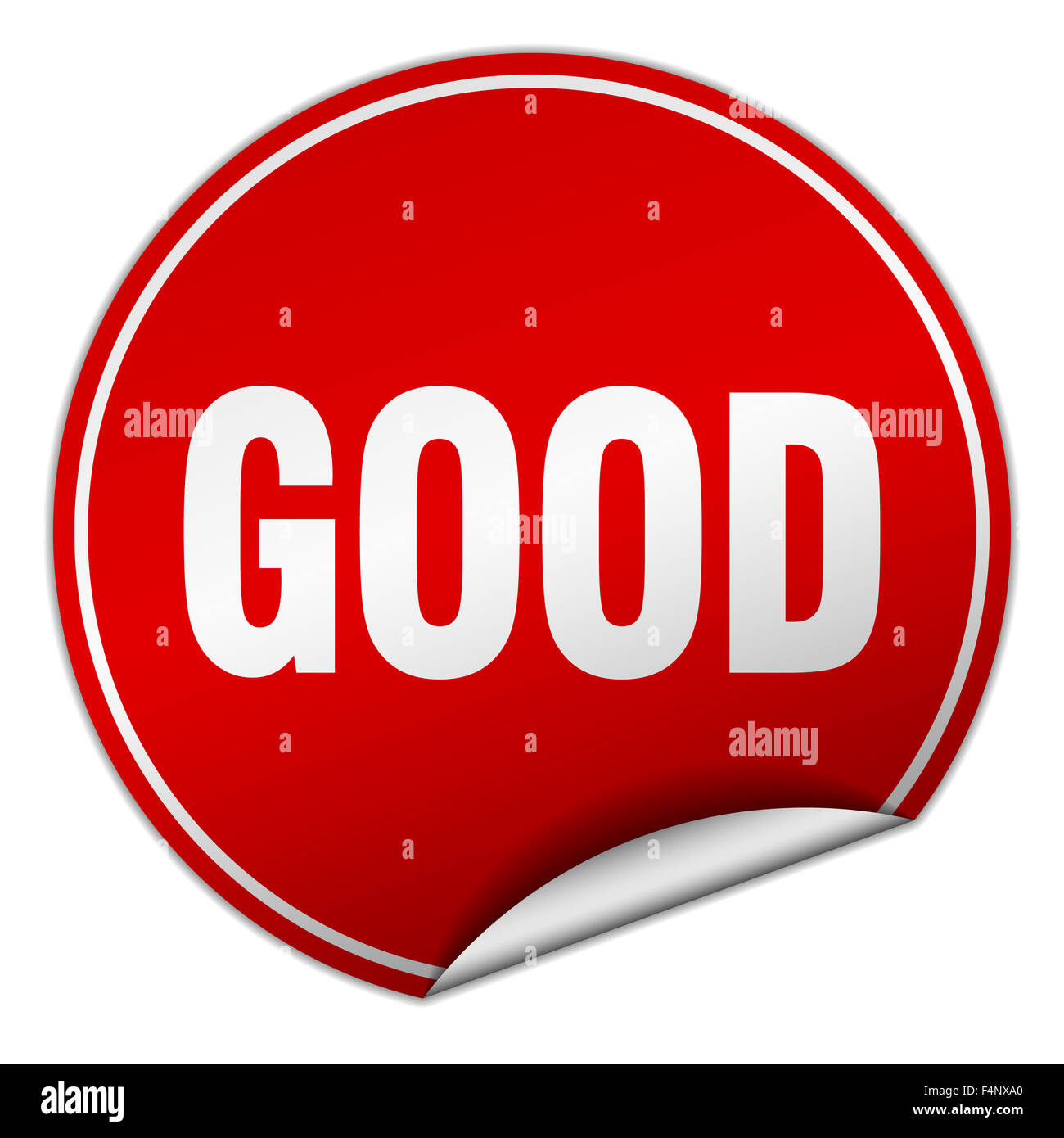 good round red sticker isolated on white Stock Photo - Alamy