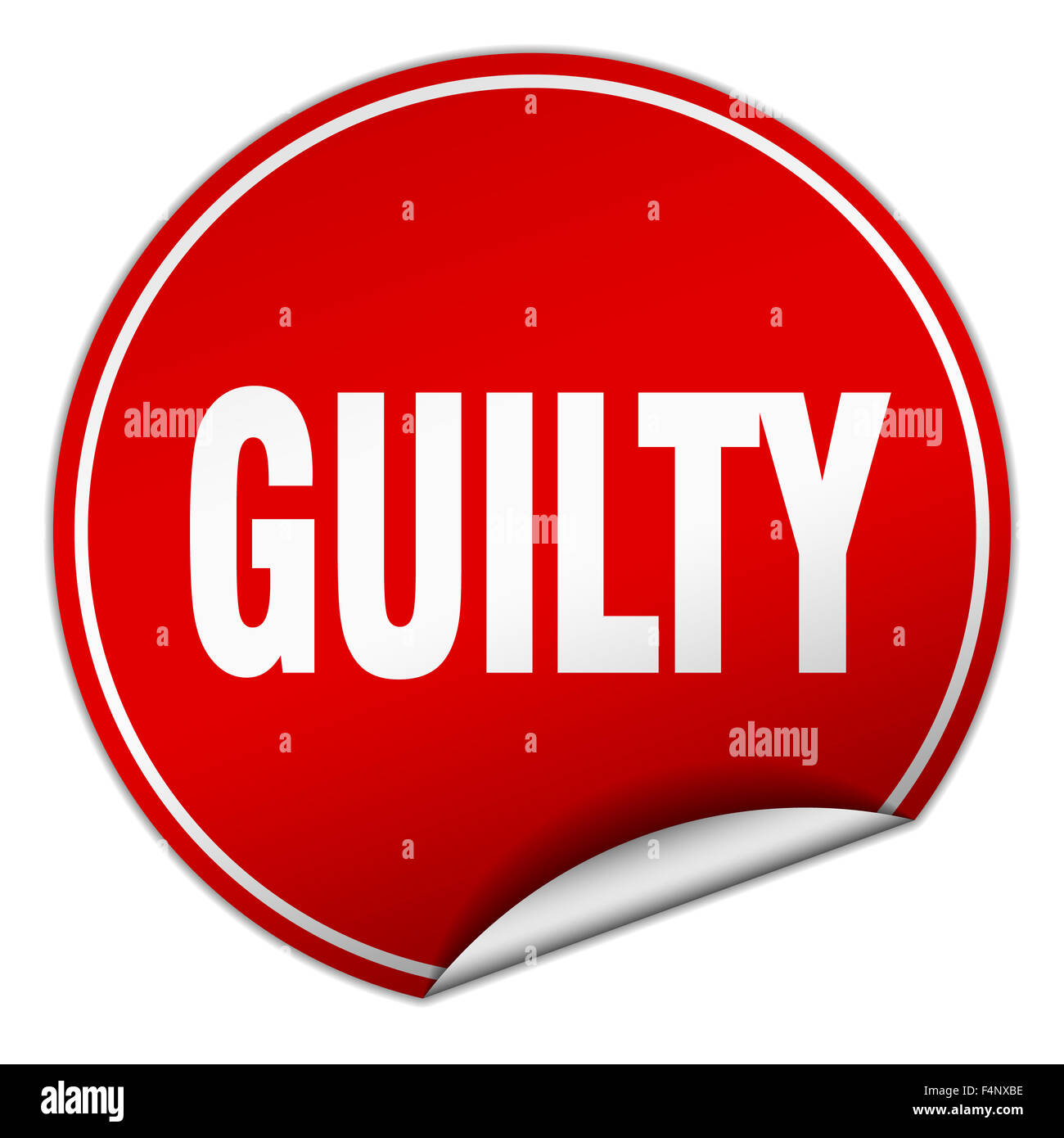 guilty round red sticker isolated on white Stock Photo - Alamy