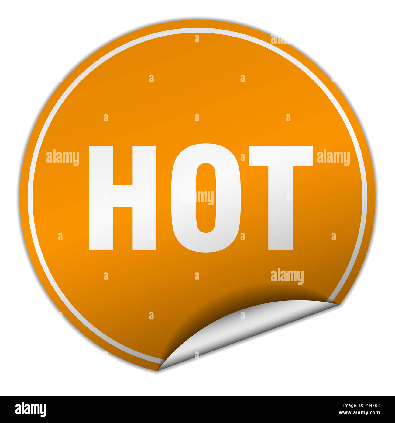 hot round orange sticker isolated on white Stock Photo - Alamy