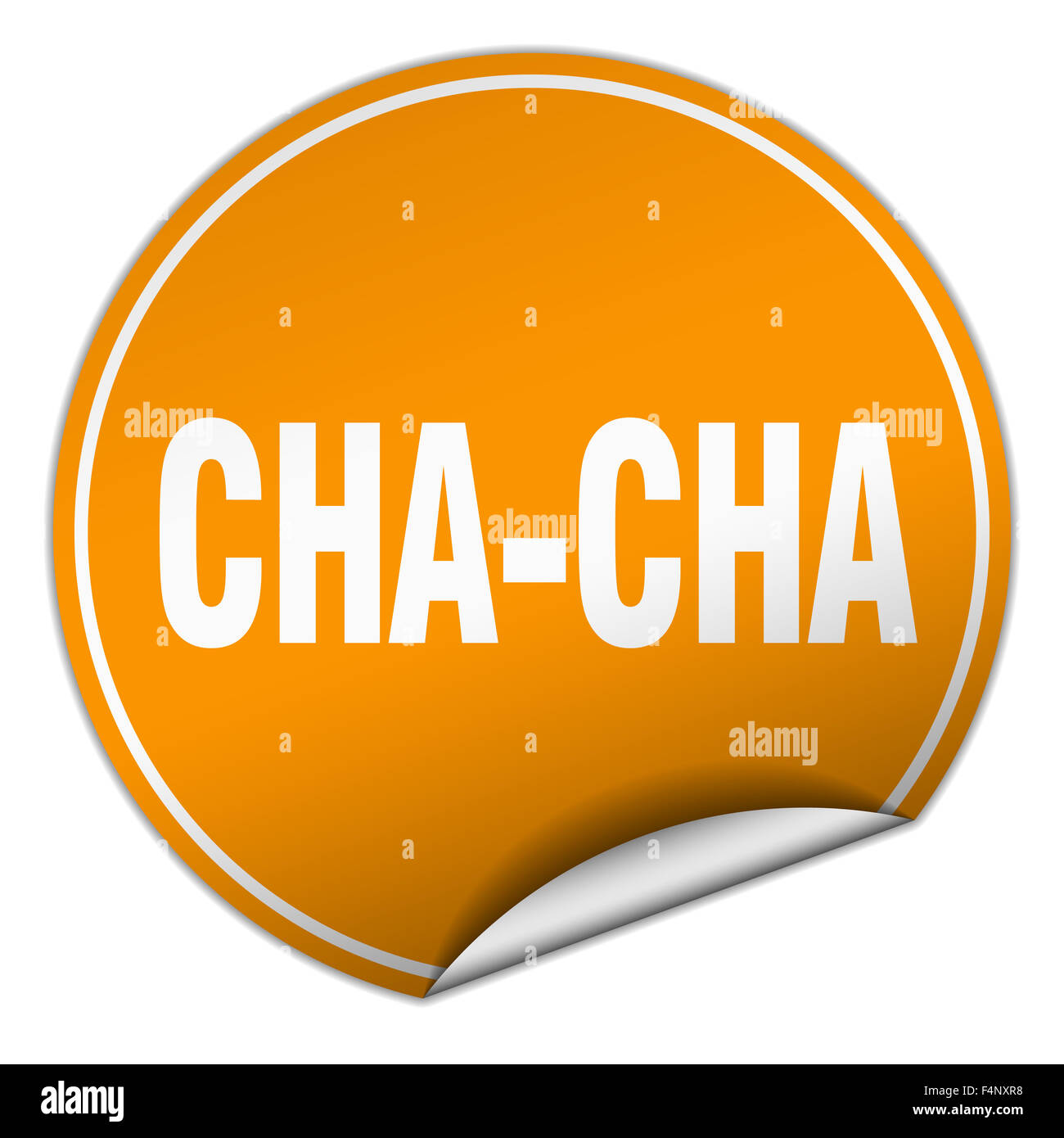 cha-cha round orange sticker isolated on white Stock Photo - Alamy