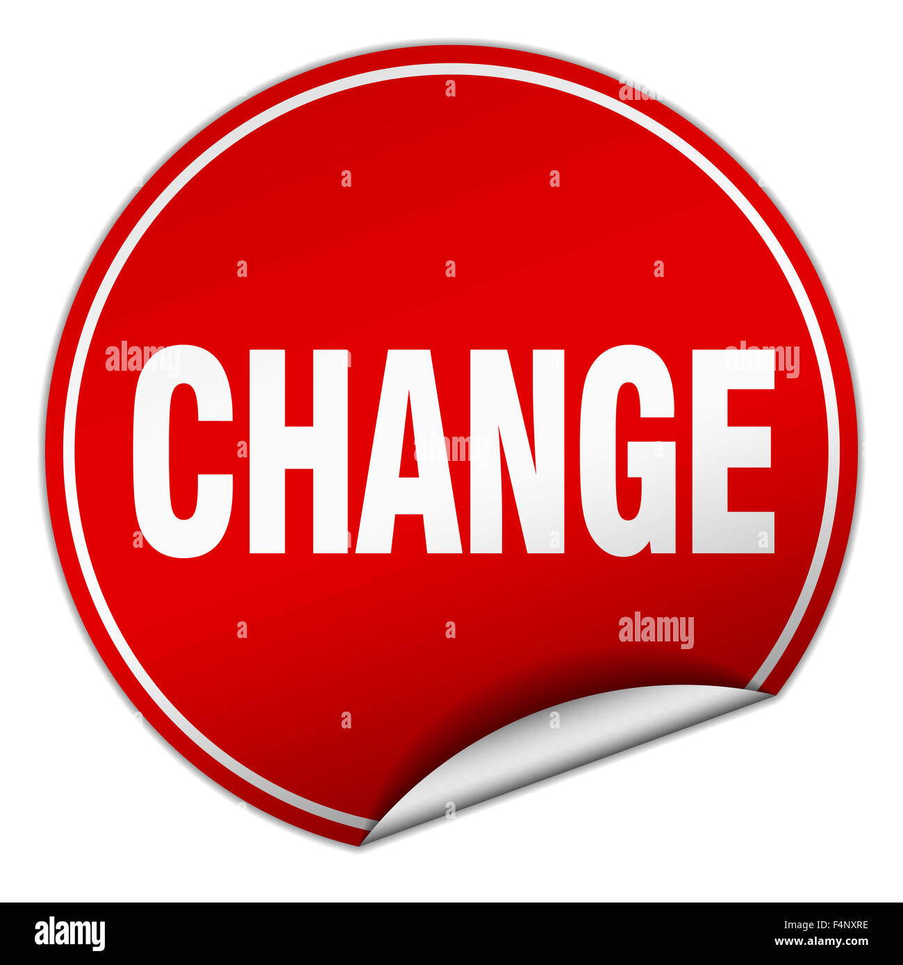 change round red sticker isolated on white Stock Photo - Alamy