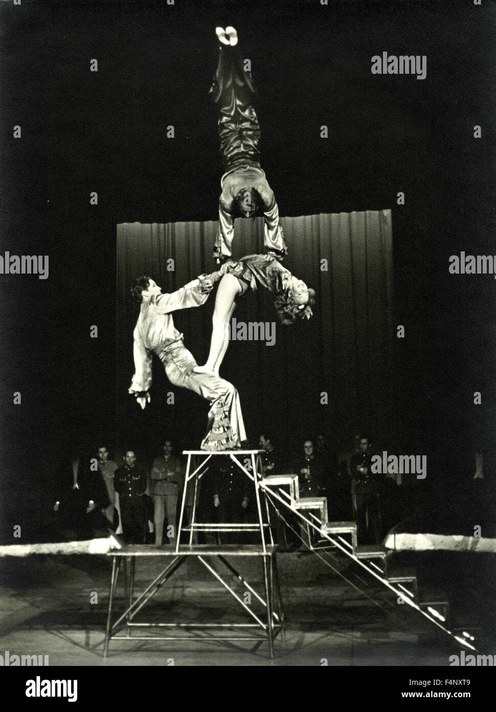 Norwegian trio of acrobats, Circus Schumann, Denmark Stock Photo - Alamy