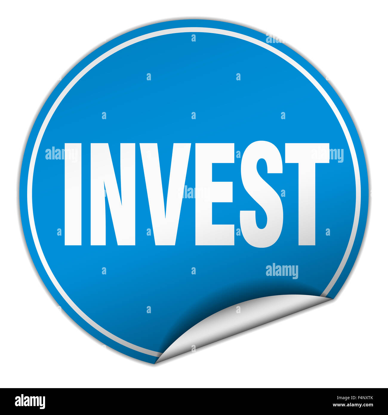 invest round blue sticker isolated on white Stock Photo - Alamy