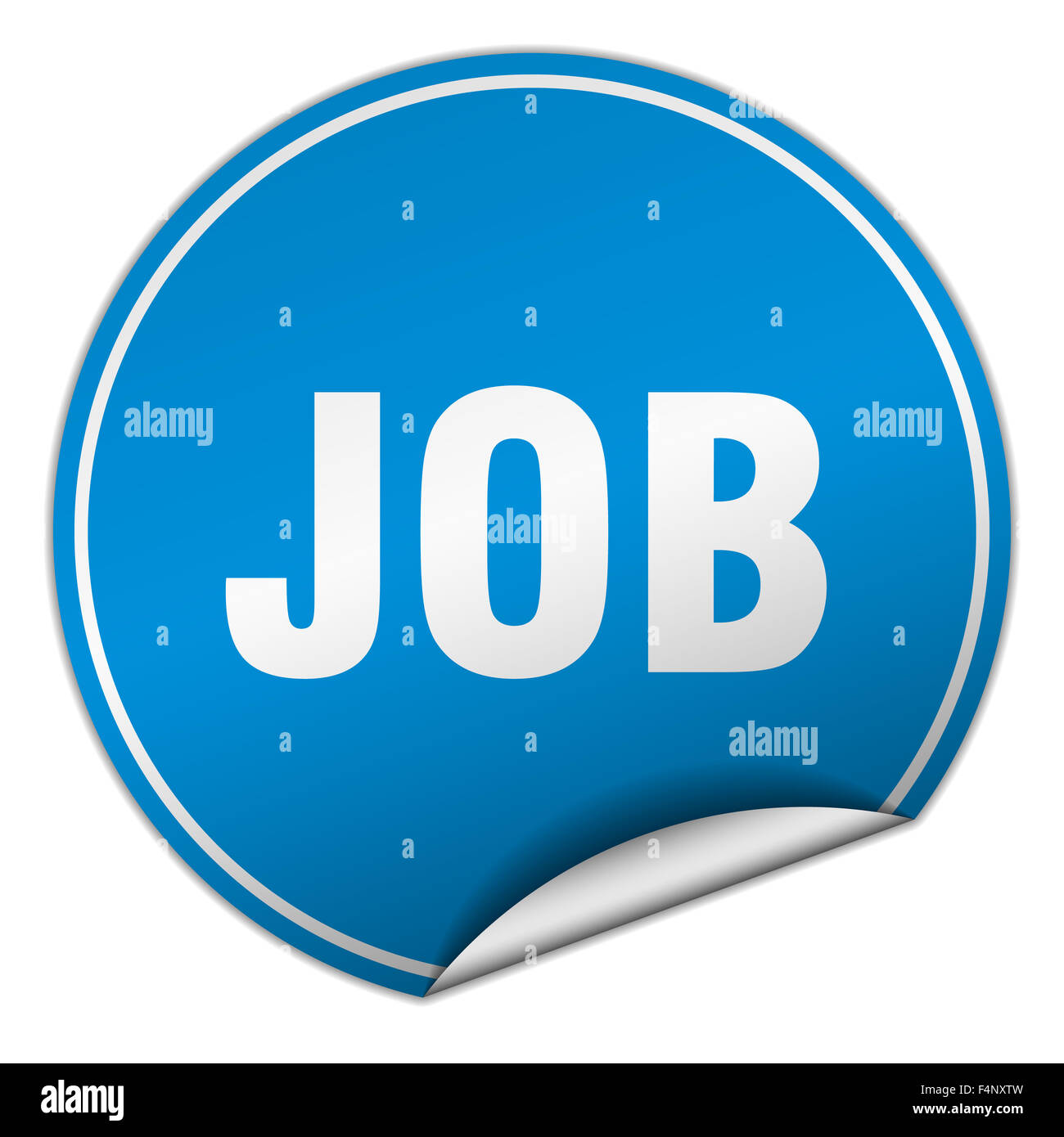 job round blue sticker isolated on white Stock Photo - Alamy