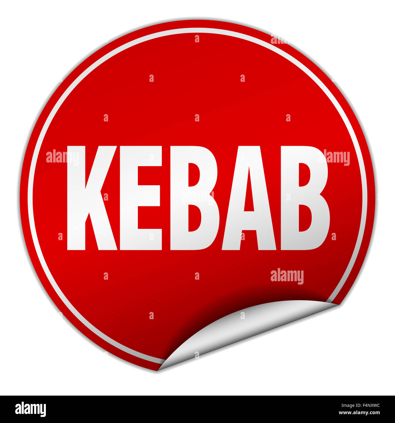 kebab round red sticker isolated on white Stock Photo - Alamy