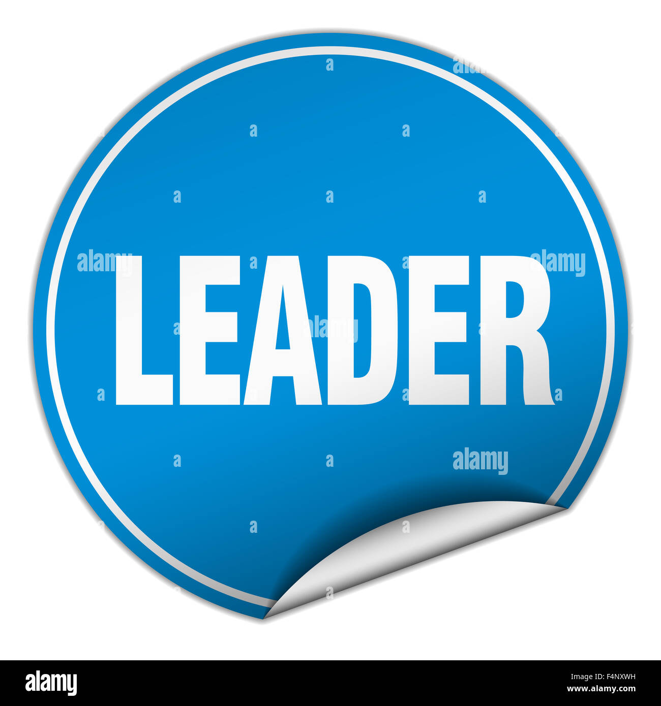 leader round blue sticker isolated on white Stock Photo - Alamy