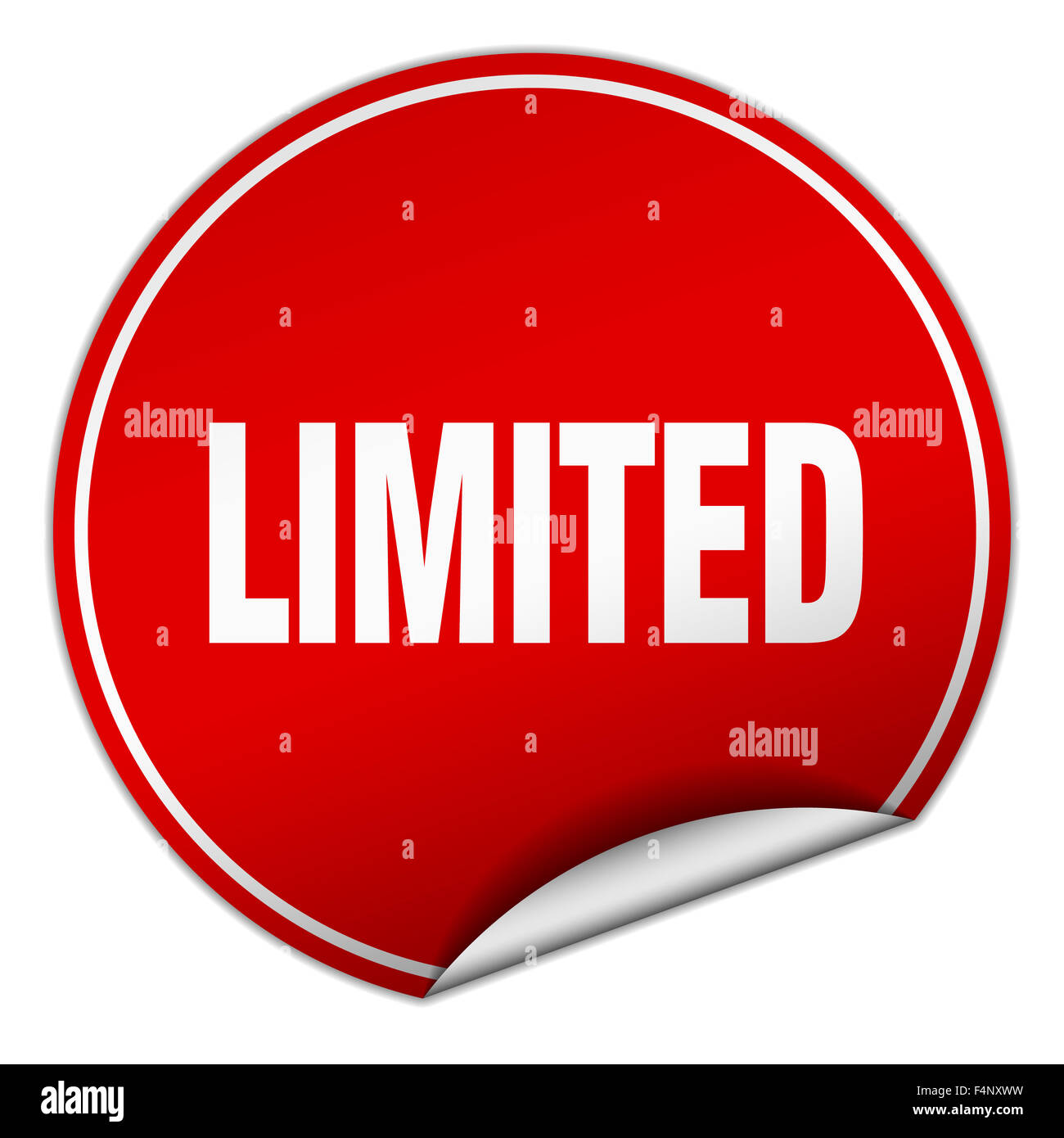 limited round red sticker isolated on white Stock Photo - Alamy