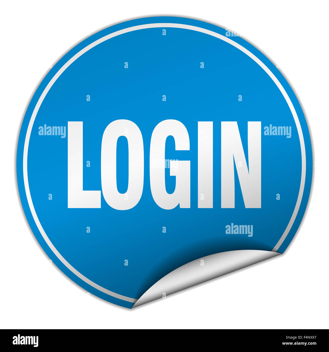 login round blue sticker isolated on white Stock Photo - Alamy