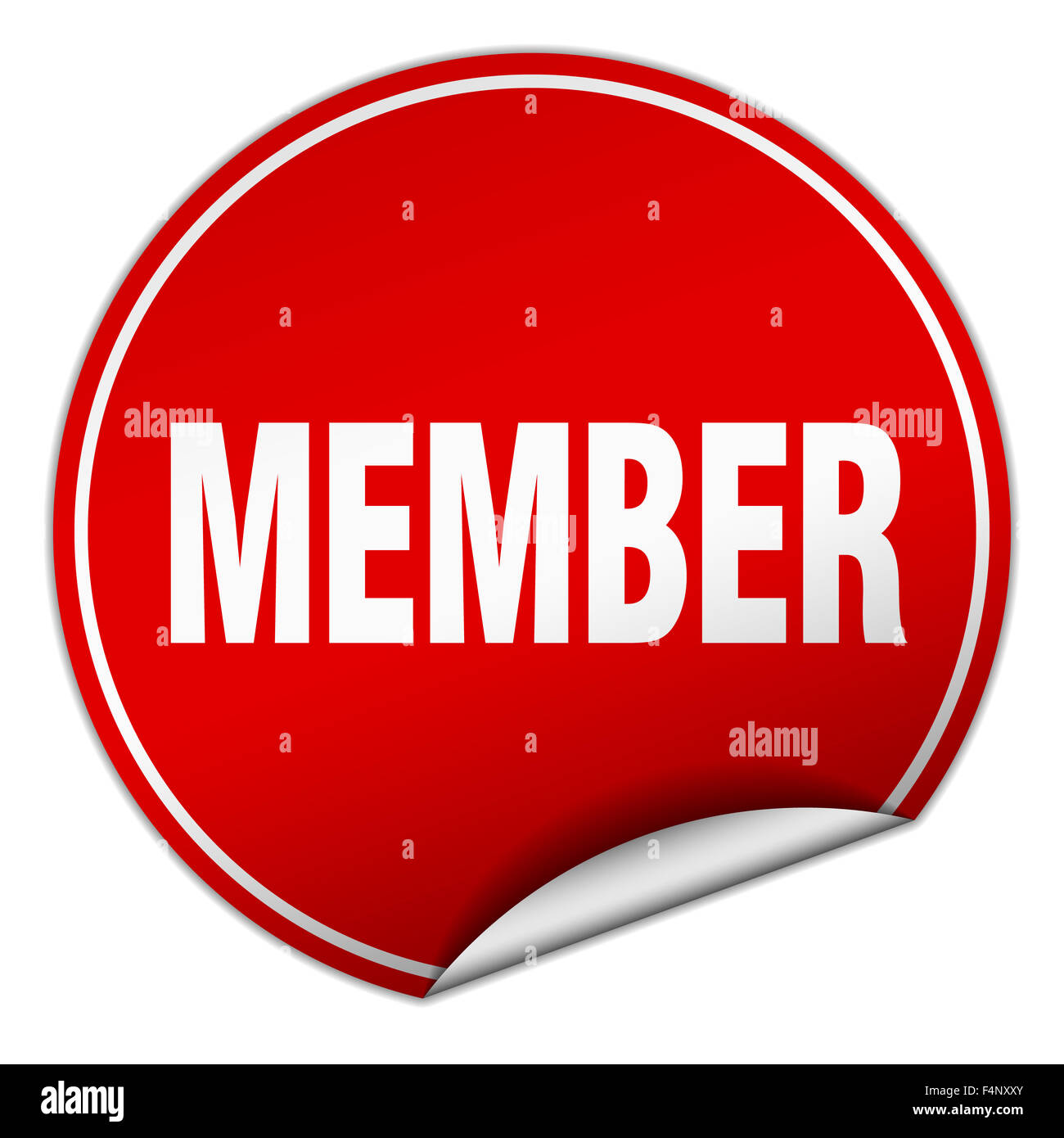 member round red sticker isolated on white Stock Photo - Alamy