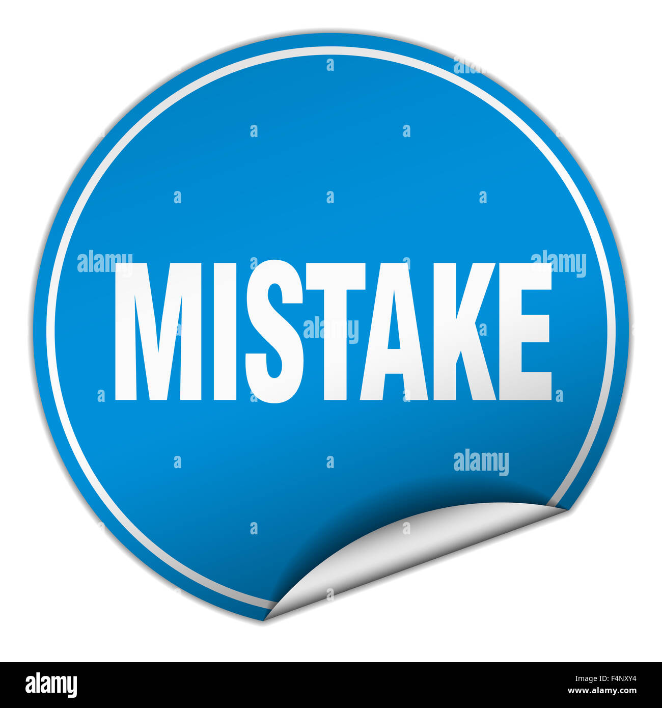 mistake round blue sticker isolated on white Stock Photo - Alamy