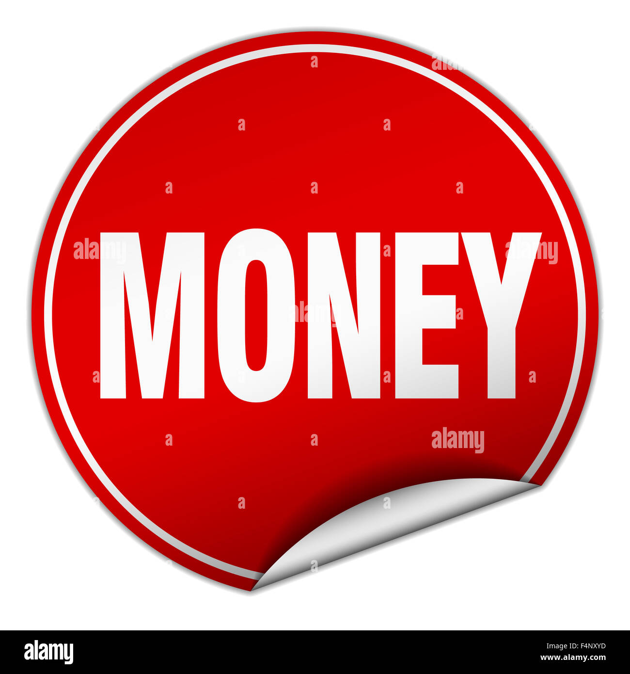 money round red sticker isolated on white Stock Photo - Alamy