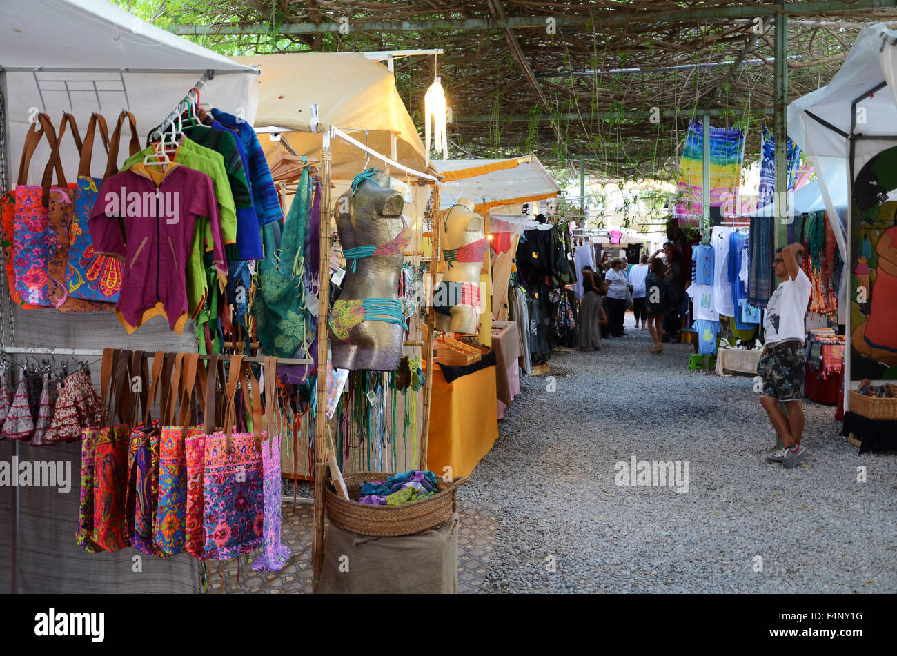 Las Dalias, hippy market at San Carlos on Ibiza Stock Photo - Alamy