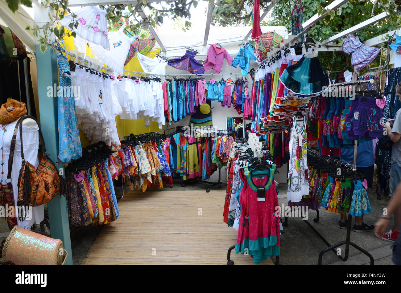 Las Dalias, hippy market at San Carlos on Ibiza Stock Photo - Alamy