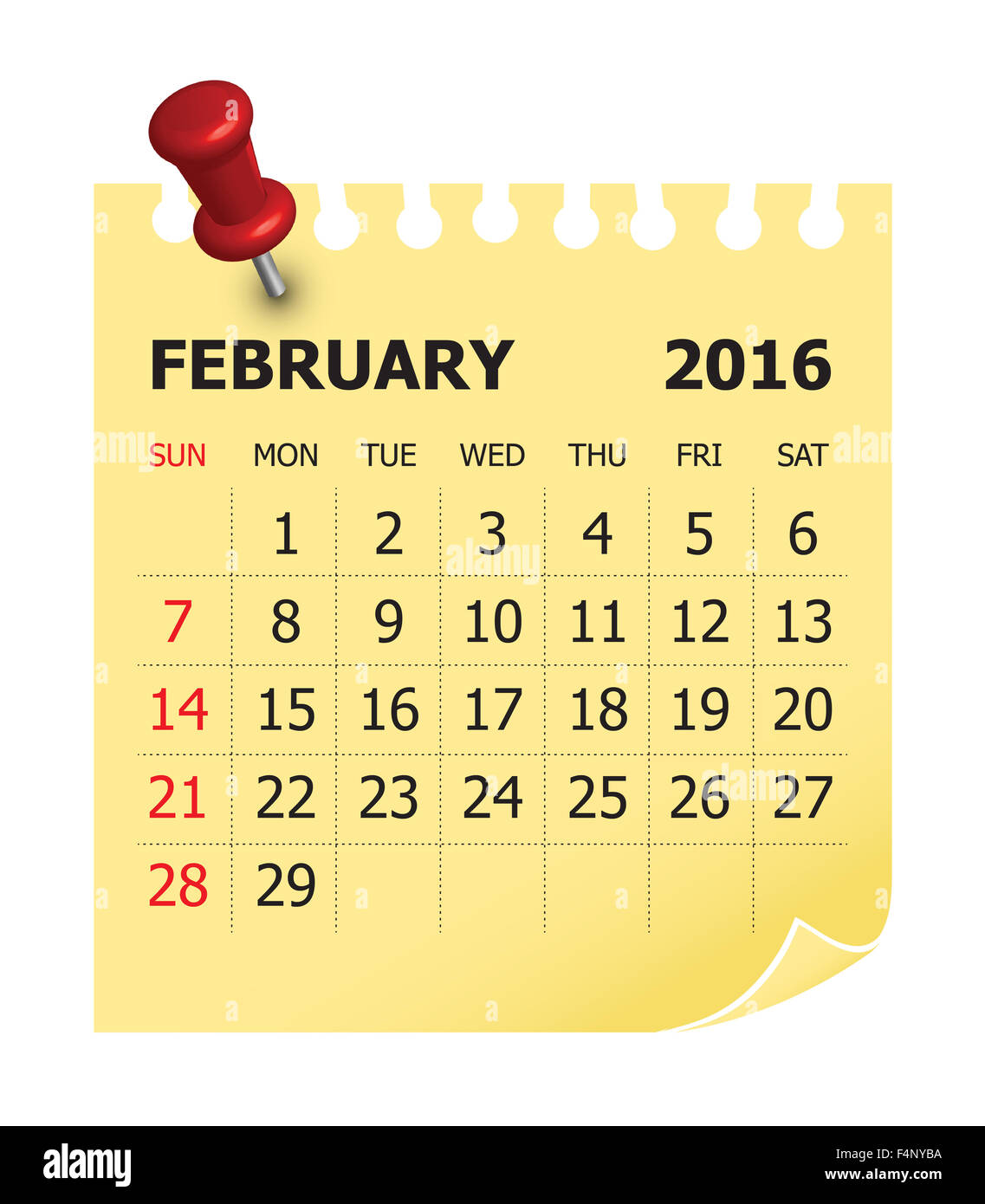 Simple calendar for February 2016 Stock Photo - Alamy