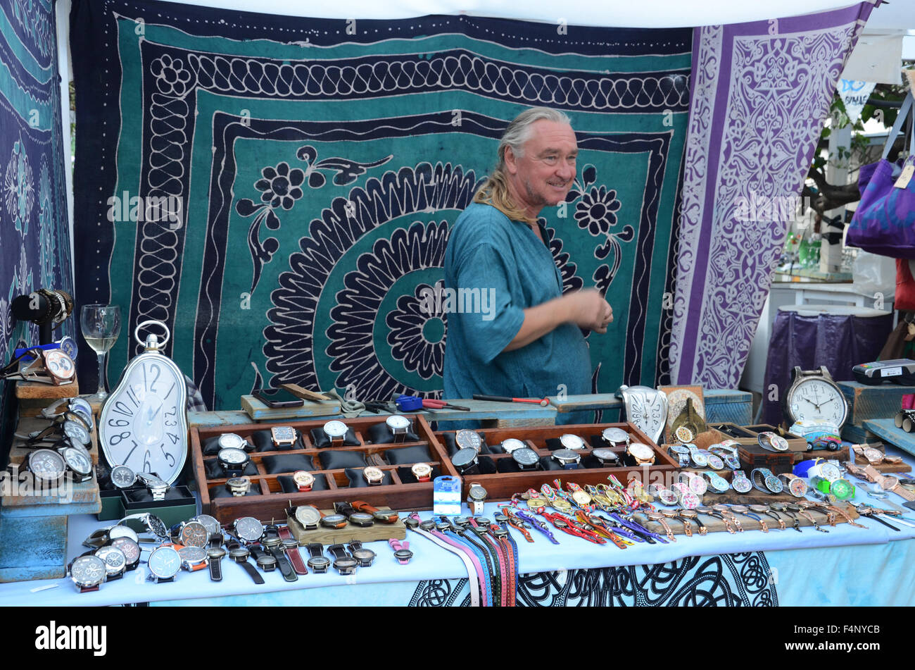 Las Dalias, hippy market at San Carlos on Ibiza Stock Photo - Alamy