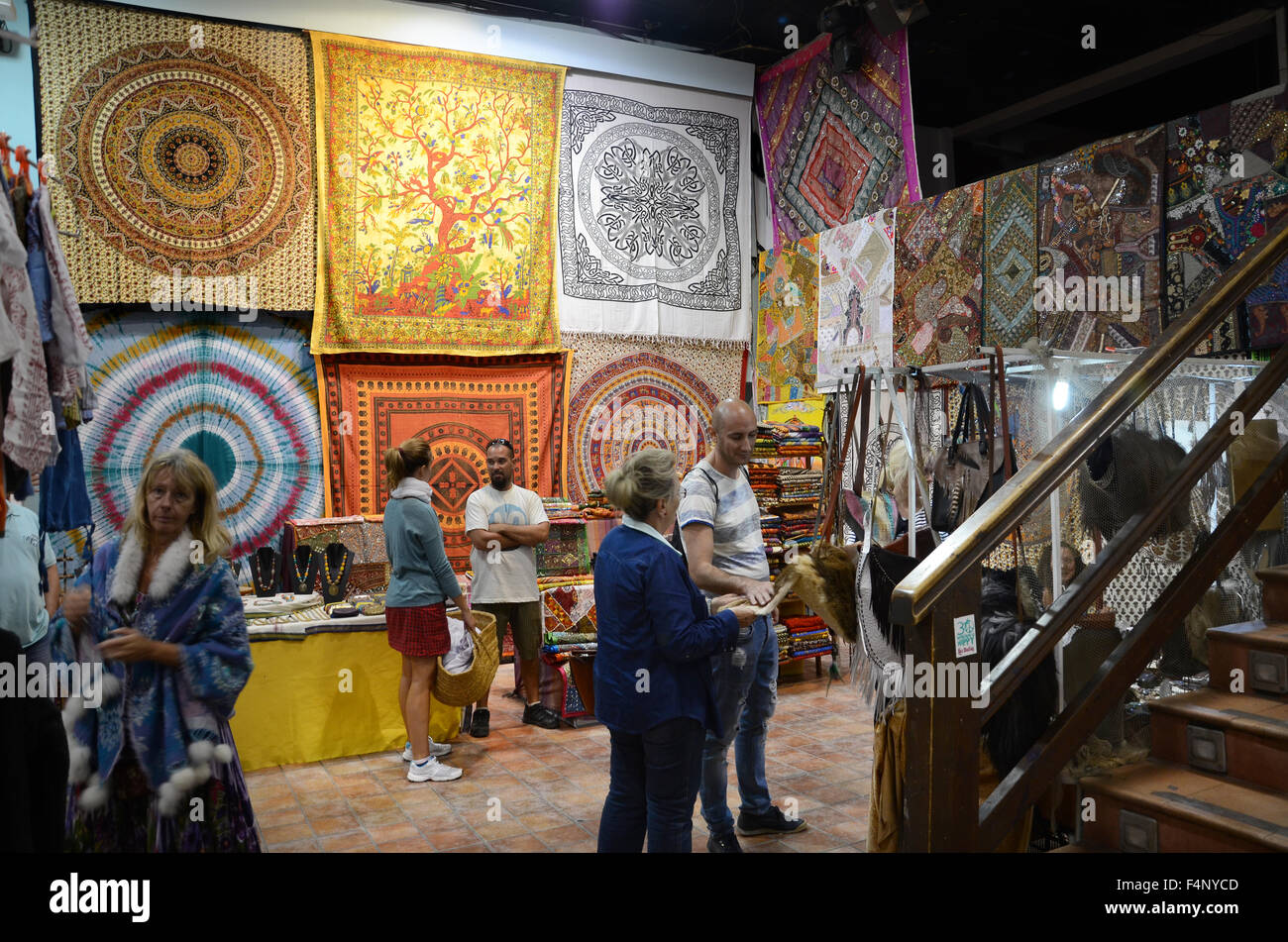 Las Dalias, hippy market at San Carlos on Ibiza Stock Photo - Alamy