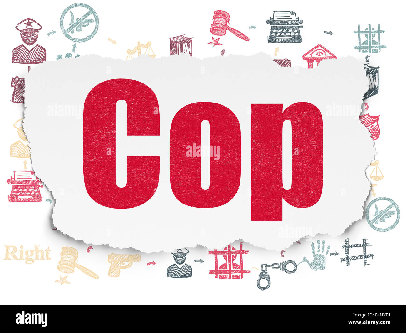 Law concept: Cop on Torn Paper background Stock Photo - Alamy