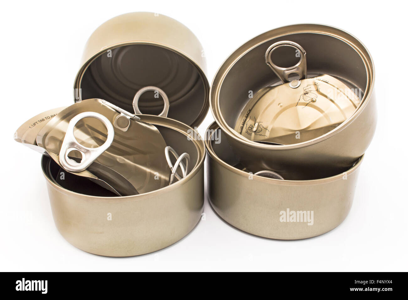 Empty cans isolated on white Stock Photo - Alamy