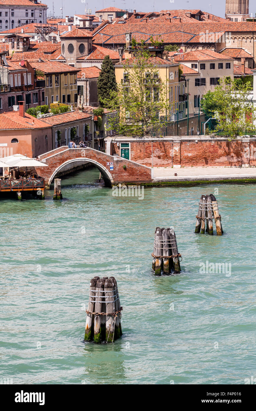 Pilings in Venice Canal Stock Photo - Alamy