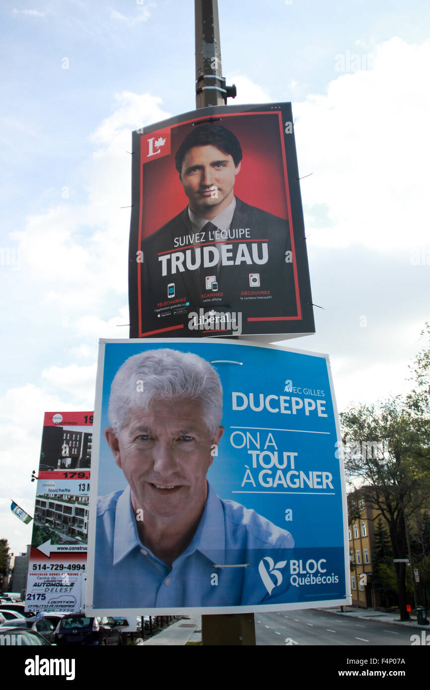 Canadian Prime Minister Justin Trudeau's campaign posters in Montreal ...