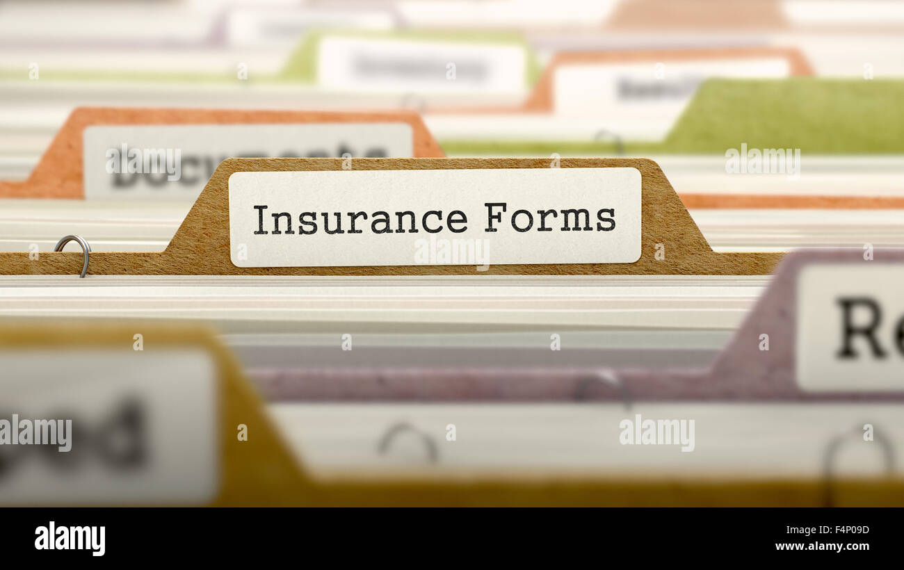 Folder in Colored Catalog Marked as Insurance Forms Closeup View ...
