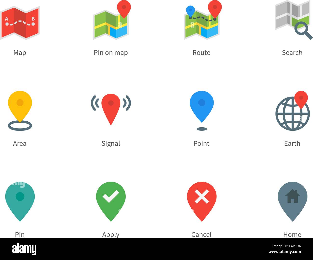 Map GPS and navigation color icons on white background Stock Vector ...