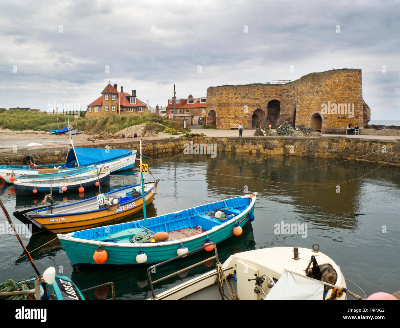 Fishing Boats in the Harbour by the Lime Kilns at Beadnell Beadnell ...