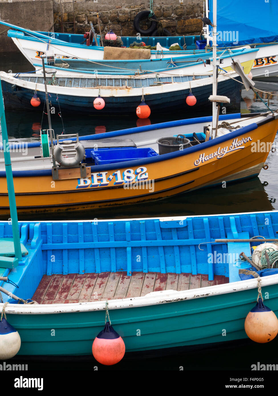 Fishing Boats Moored in the Harbour at Beadnell Northumberland England ...