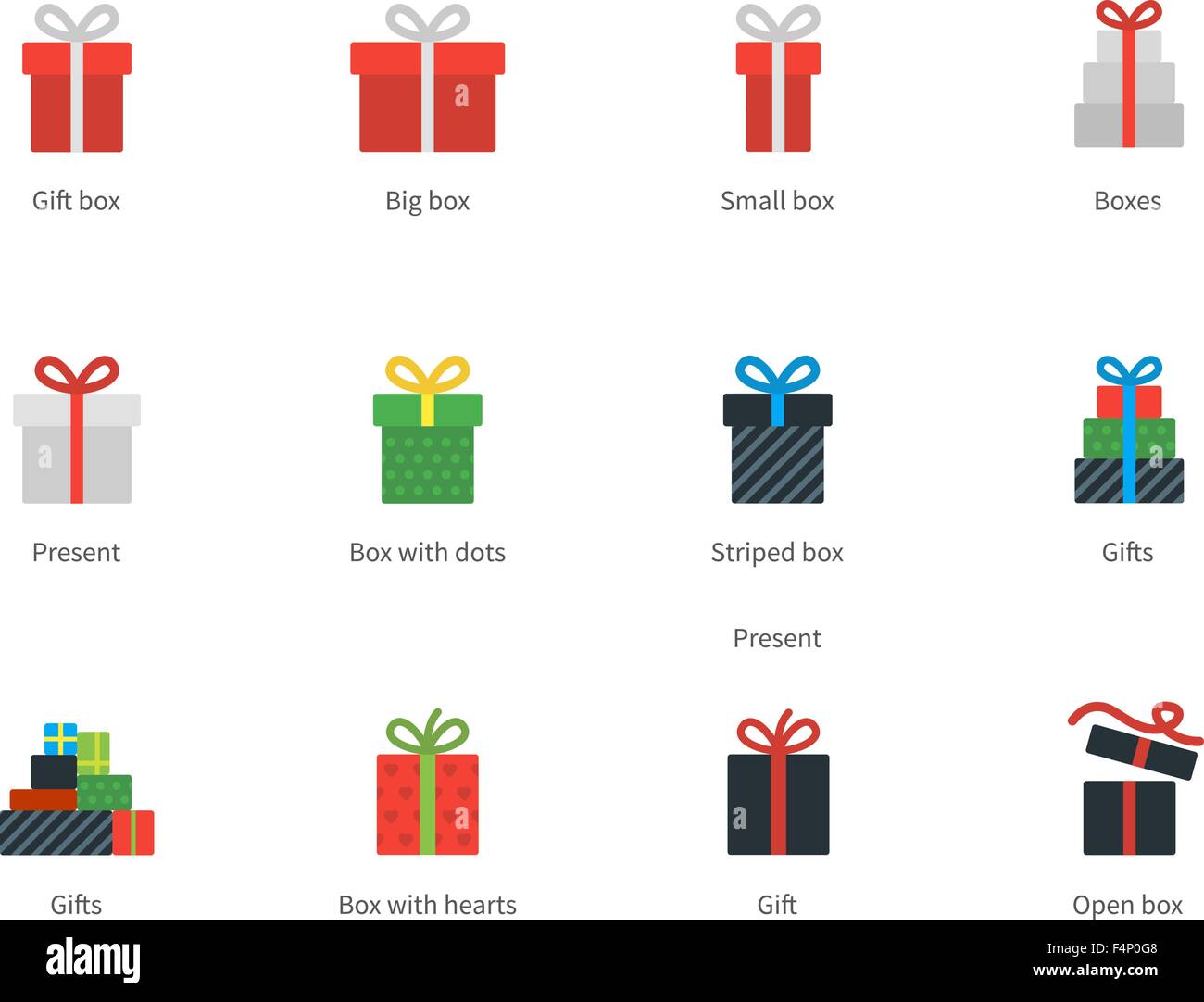 Gift box color icons on white background Stock Vector Image & Art - Alamy