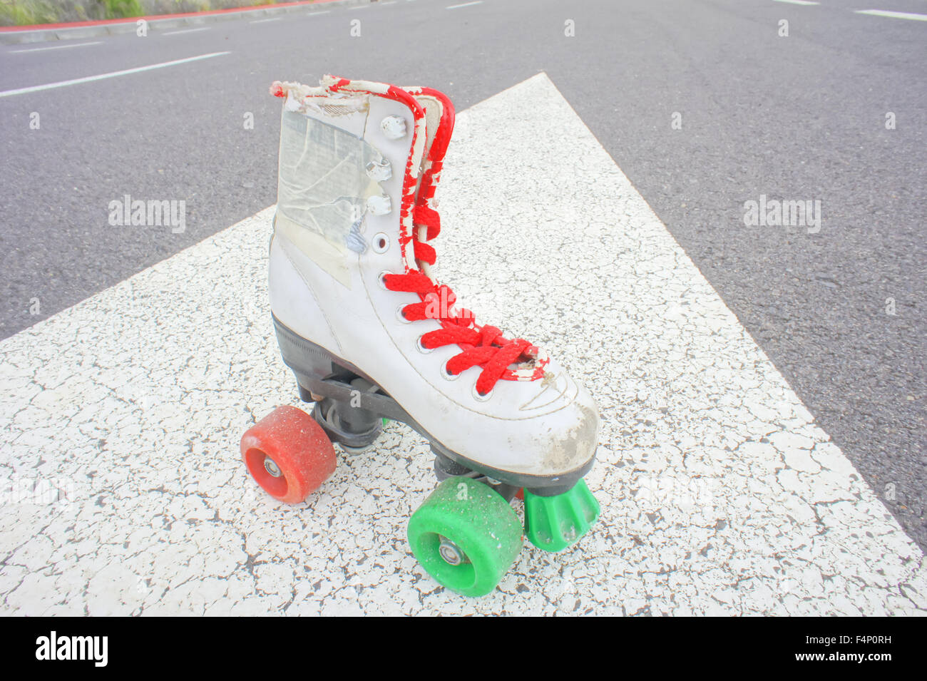 Old Vintage White Skate Boot Stock Photo - Alamy