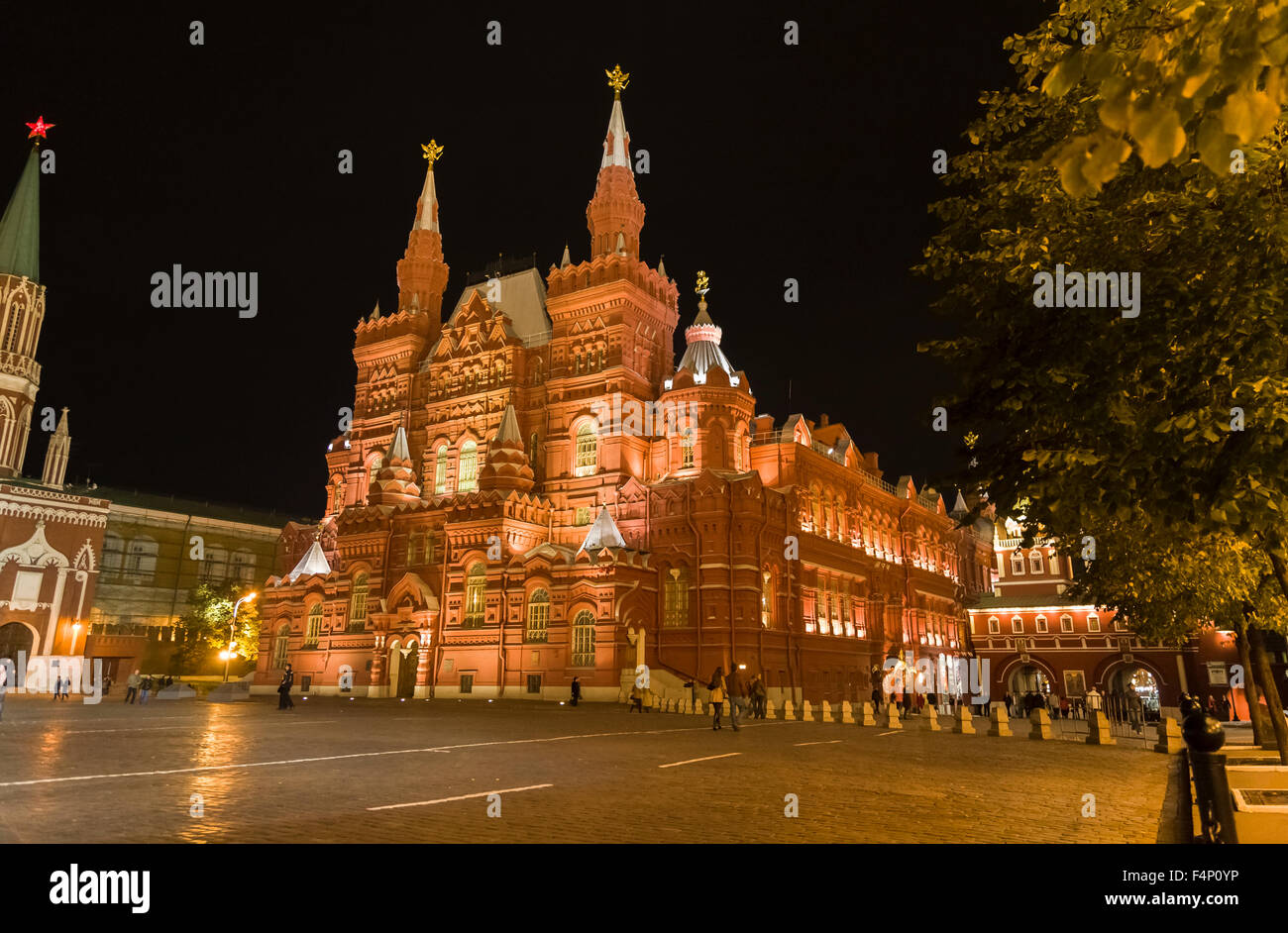 State Historical Museum, Red Square, Moscow, Russia, illuminated at ...